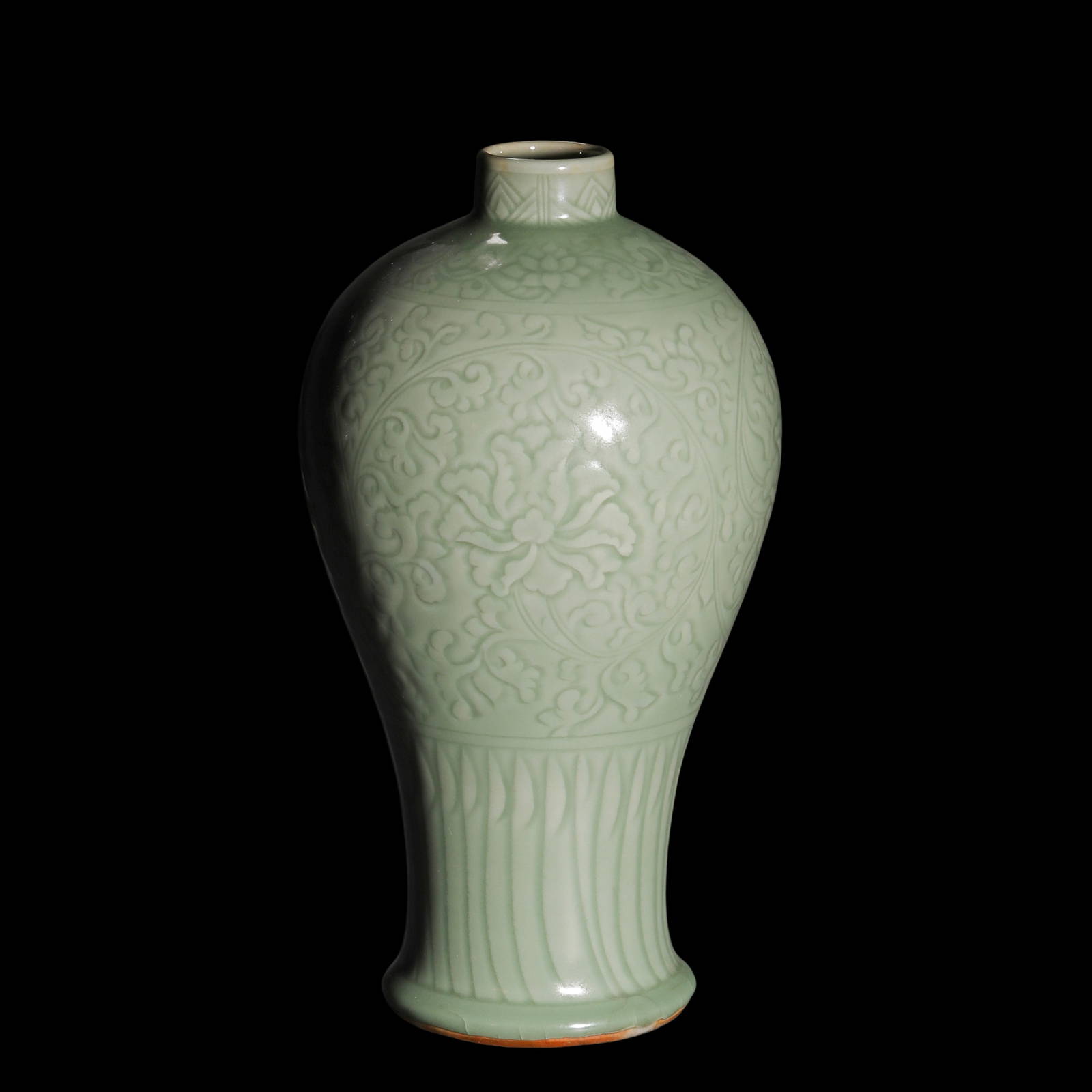 Longquan Ware Celadon With Carved Floral Pattern Plum Vase From Ming ...