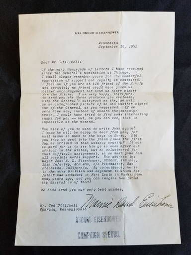 Signed Letter Mamie Doud Eisenhower