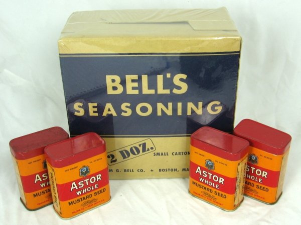 150: Vintage Bell's Seasoning Box Astor Spice Tins