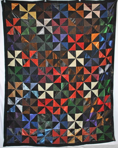 Electric Fan Pattern Velvet Tied Quilt, 1930s