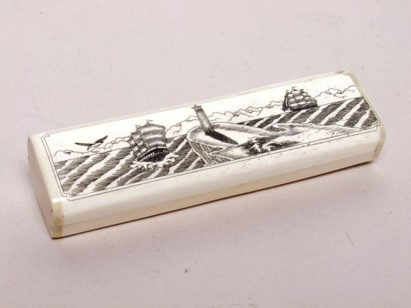 Scrimshaw On Bone Pen Case