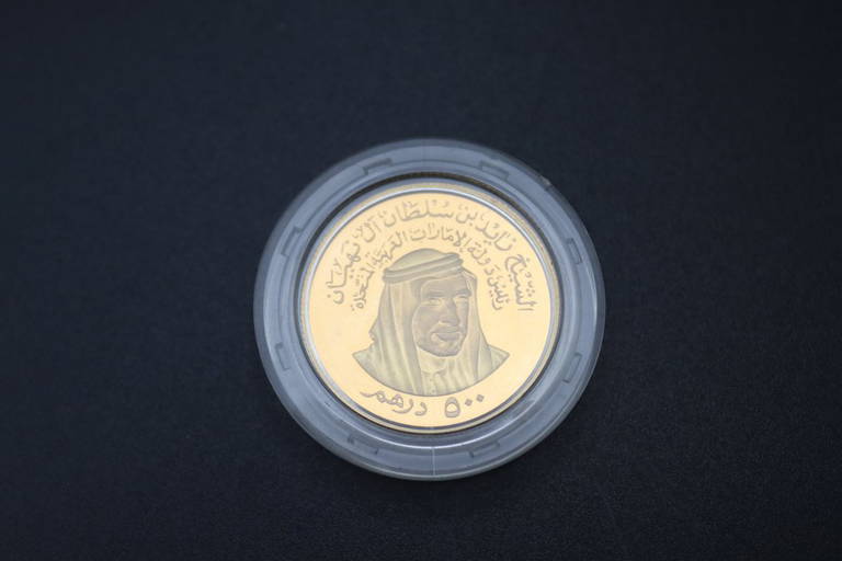 1976 Uae 500 Dirhams Zayed Proof Gold Coin