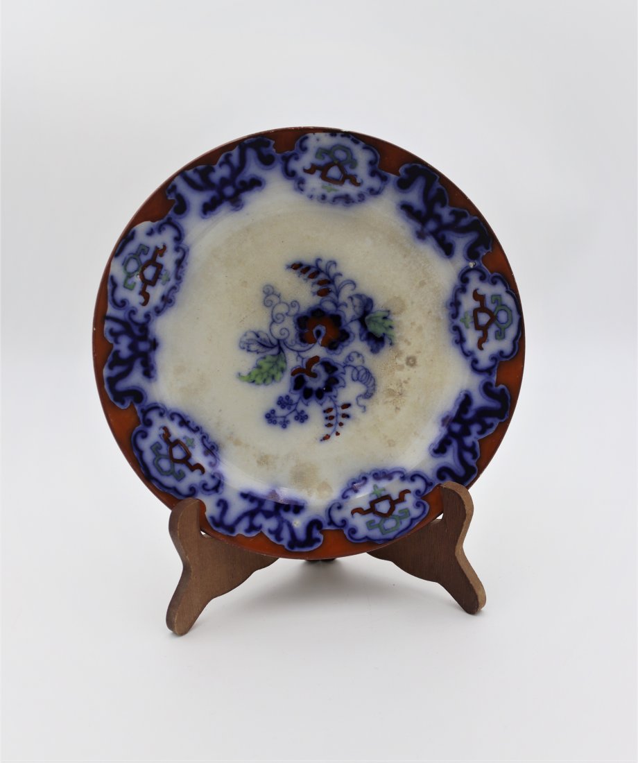 Rare Antique Red & Blue Minton POONAH Flow Blue Plate (#0218) on Aug 26 ...