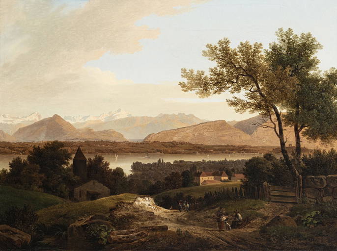 François Diday (1802-1877), "Vue des Châteaux de Penthes et de l ...