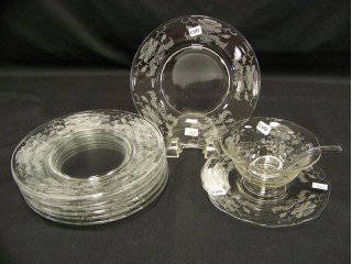 Eight 8" Crystal "flanders" Plates By Tiffin And
