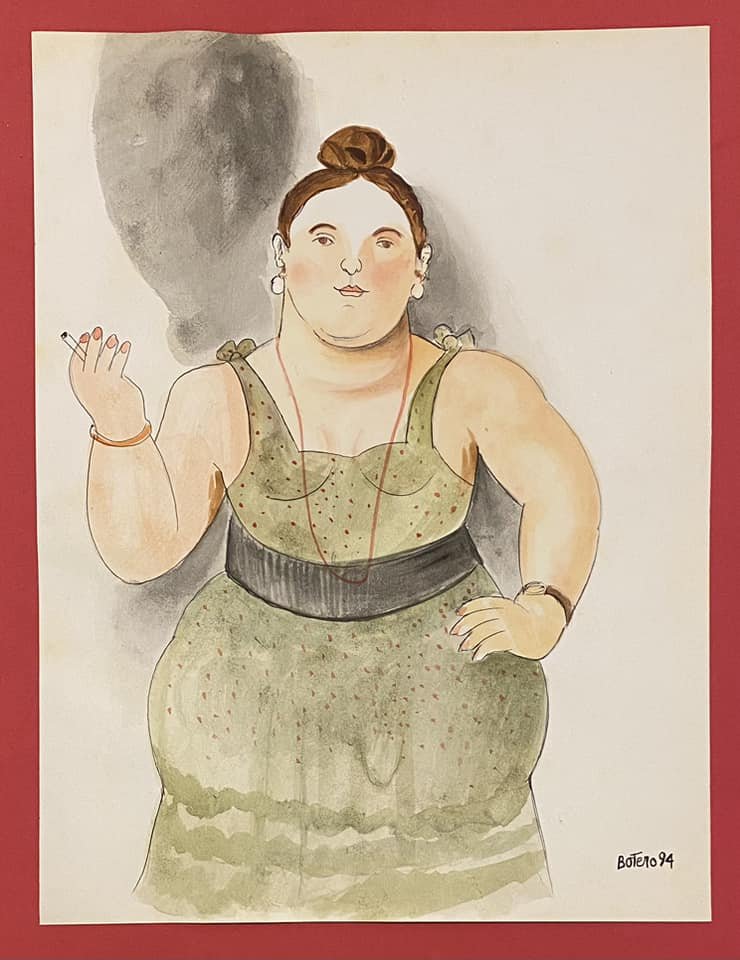 Fernando Botero Drawing (in The Style Of)