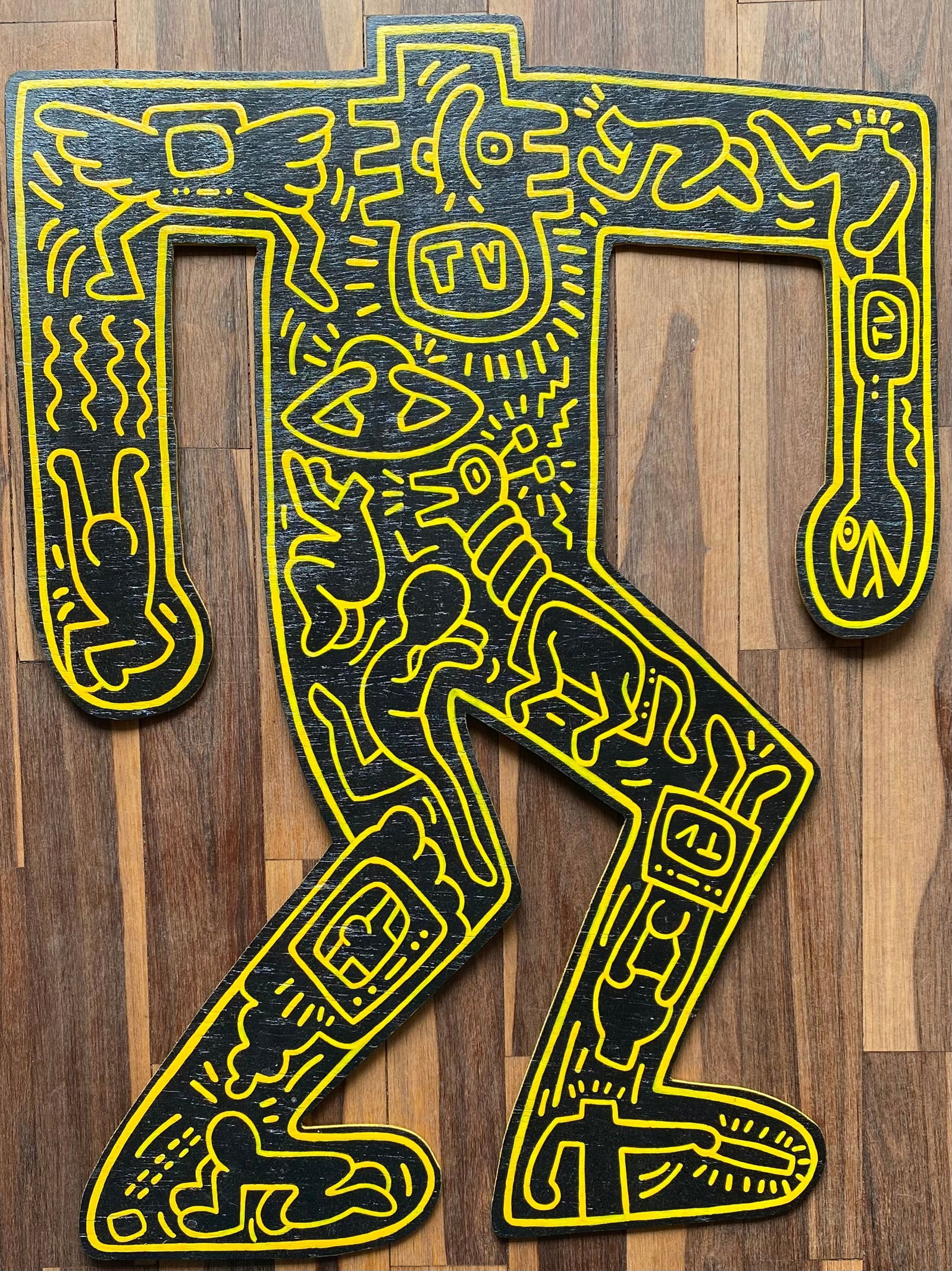 Painted Wood Cut Keith Haring (in The Style Of) Auction