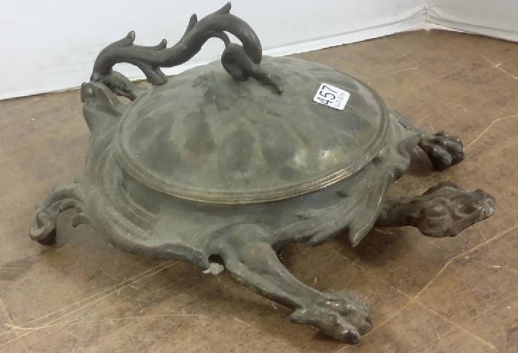 Antique Turtle Mechanical Spittoon (lacking Insert)