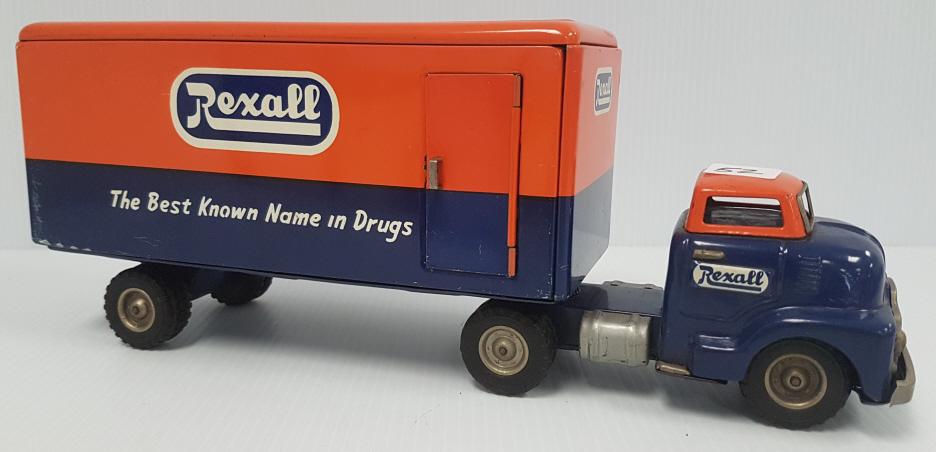 Private label Rexall Japan tin friction snub nose semi with trailer 14 ...