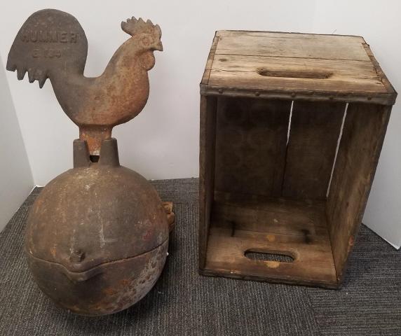 Cast Iron Rooster Windmill Weight With Counter Balance & Crate 9" Wide ...