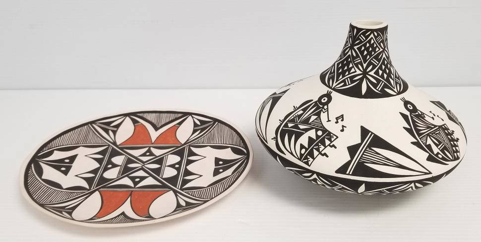Acoma 2C signed Southwest 7" vase & Flo & Velma Vallo - Pueblo of Acoma ...