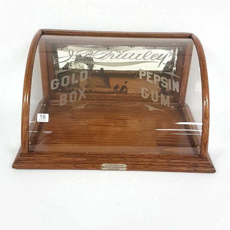 Antique J.p. Priwley's Gold Box Gum Curved Glass Display Case From J ...