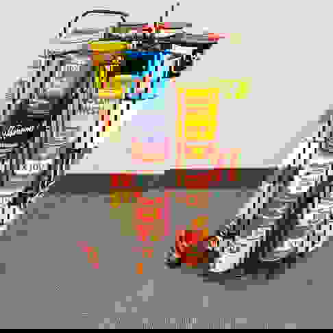 Vintage Oil Can Display Rack On Wheels With 39 Oil Cans Including ...