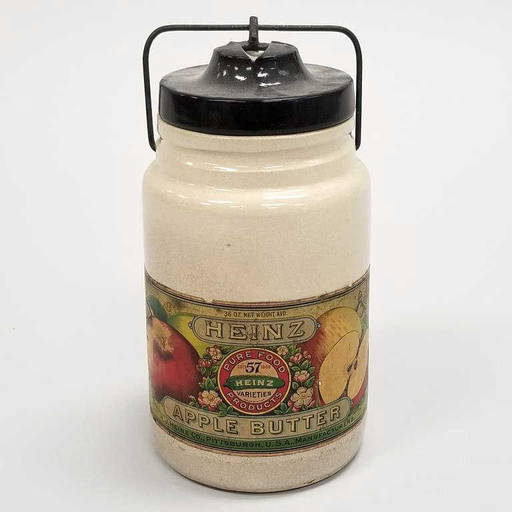 Heinz Apple Butter Crock With Lid Paper Labels To Front & Back 8" High ...