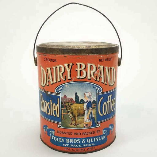 Foley Bros & Quinlan St. Paul, Minn Dairy Brand Roasted Coffee Tin 7 1/ ...