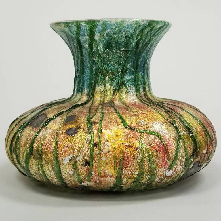 Stevens & Williams Antique Silveria Art Glass Vase Approx. 9 1/2 ...