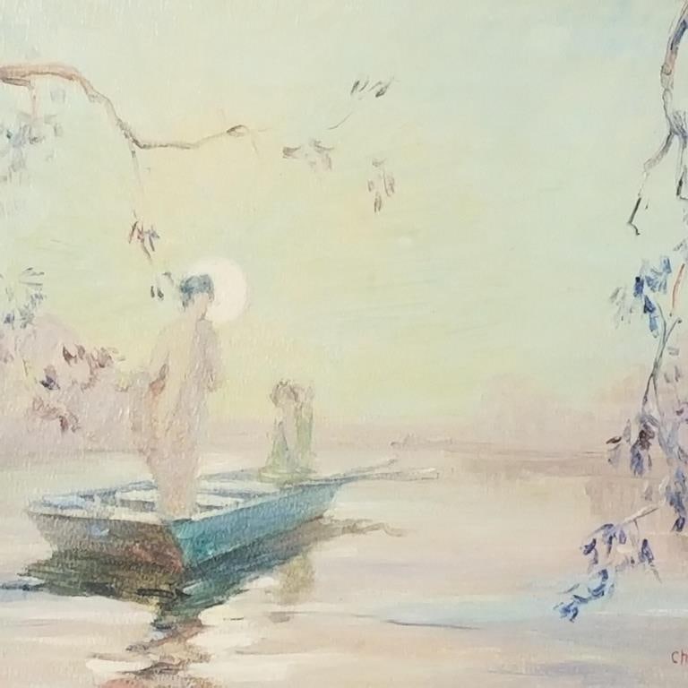 Chas (charles) St. Pierre Signed & Dated '14 Oil Painting On Board ...