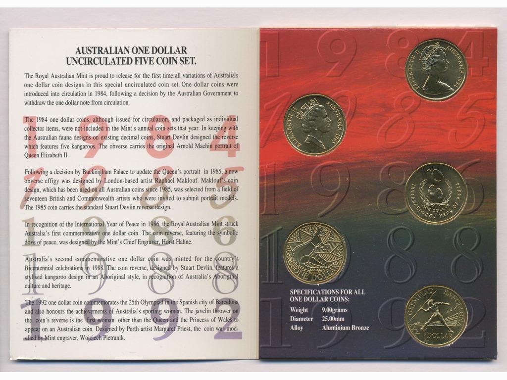 The Australian One Dollar, Five Coin Proof Set