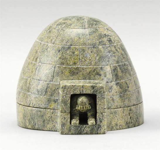 Inuit Green Soapstone Carving Of An Igloo By Gary