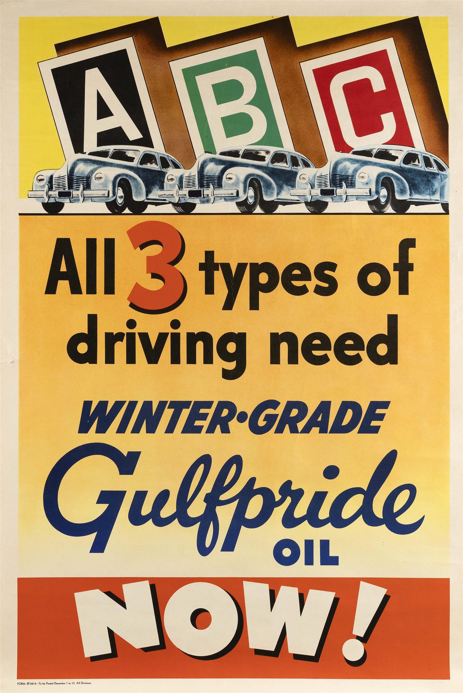 Abc ... Gulfpride Oil Poster Mid 20th Century Depicts