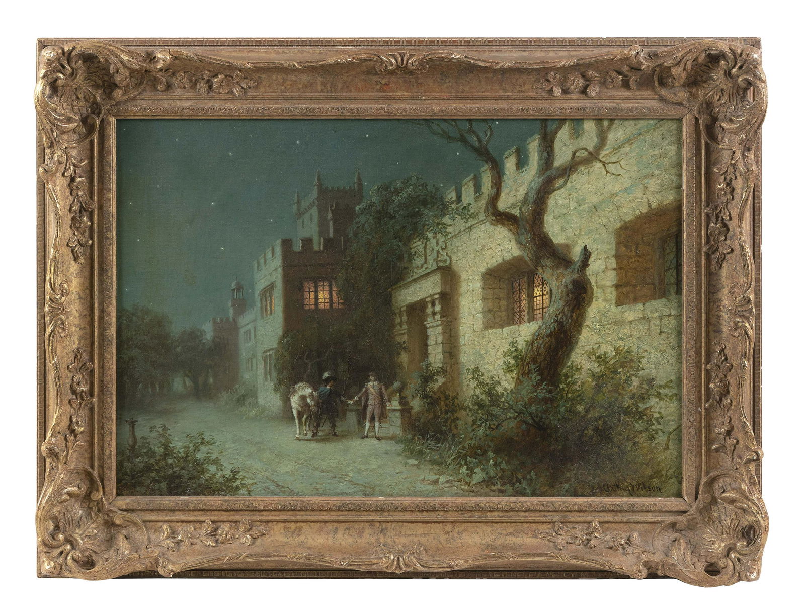 ARTHUR WILSON (England, 19th Century), A moonlit (#0563) on Nov 19 ...