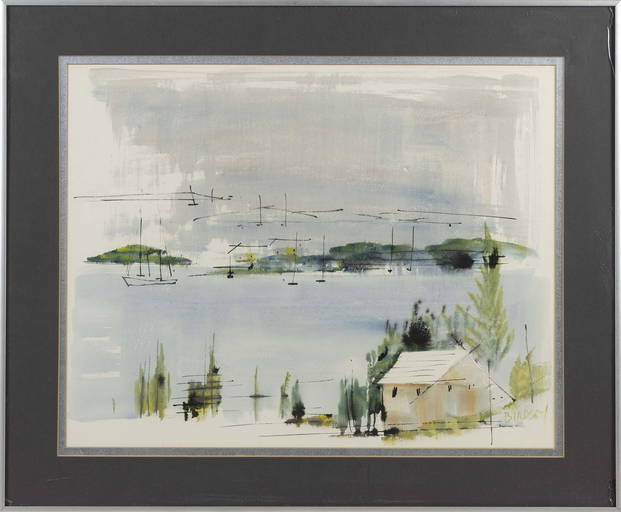 ALFRED BIRDSEY (Bermuda, 1912-1996), Bermuda harbor scene., Watercolor ...
