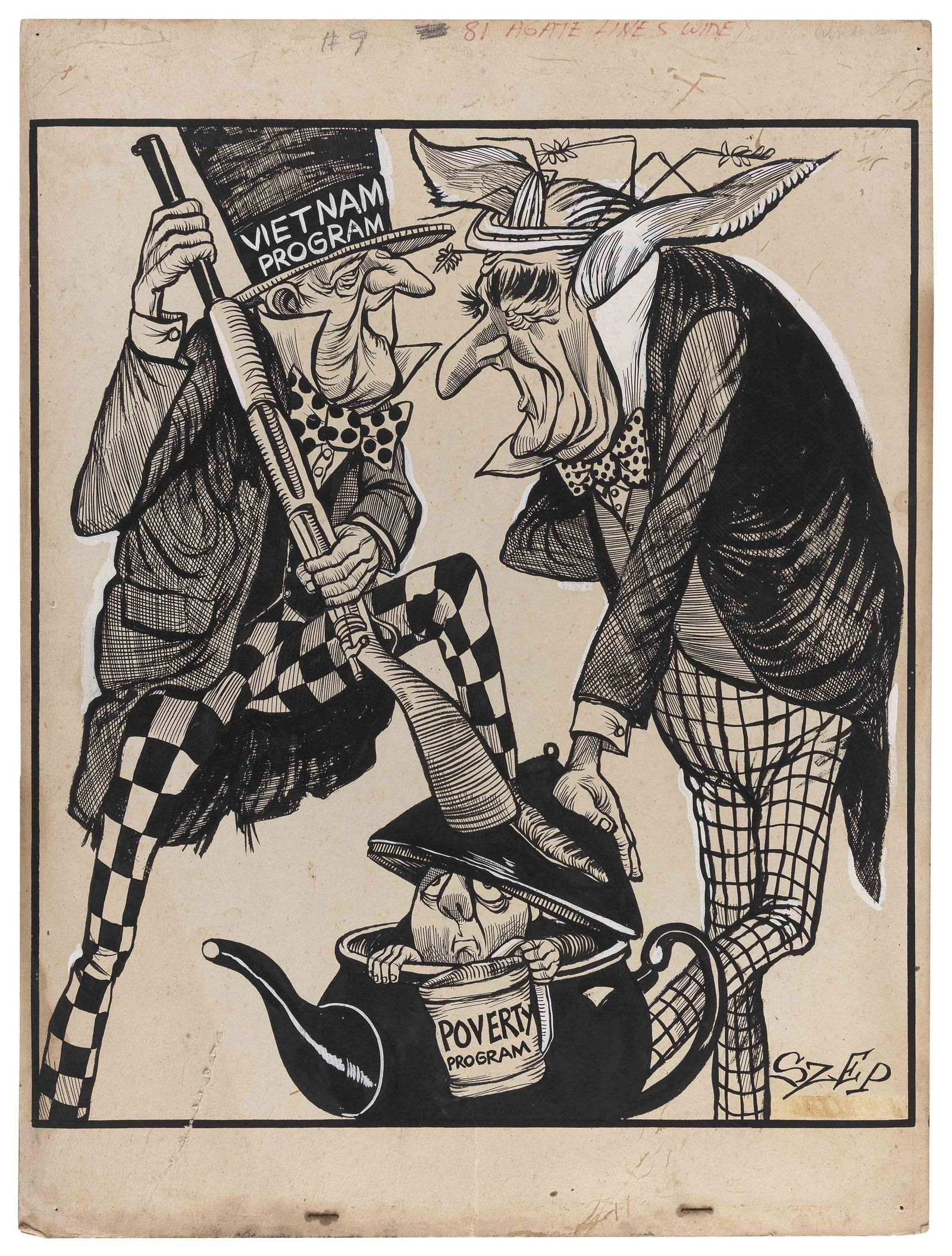 Paul Szep (canada, B. 1941), Vietnam War Era Political Cartoon, Ink And ...