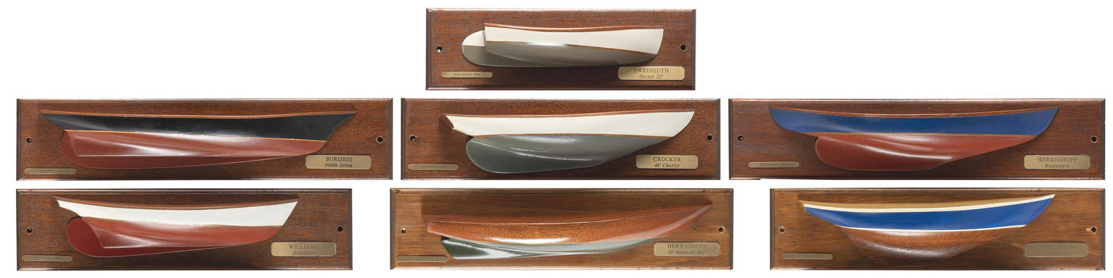 COLLECTION OF SEVEN MOUNTED HALF HULLS MODELS BY STAN GOULD Cape Cod ...