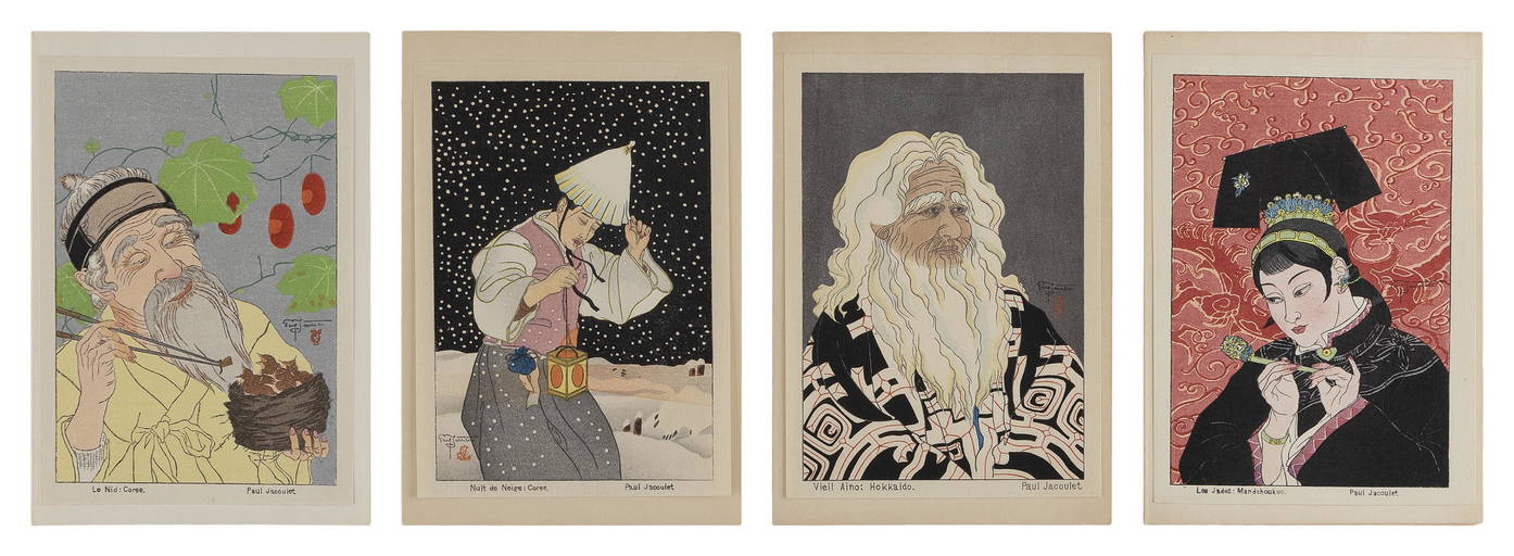 PAUL JACOULET (France/Japan, 1902-1960), Four Christmas cards ...