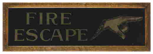 REVERSE-PAINTED GLASS “FIRE ESCAPE” SIGN Late 19th/Early 20th Century 8 ...