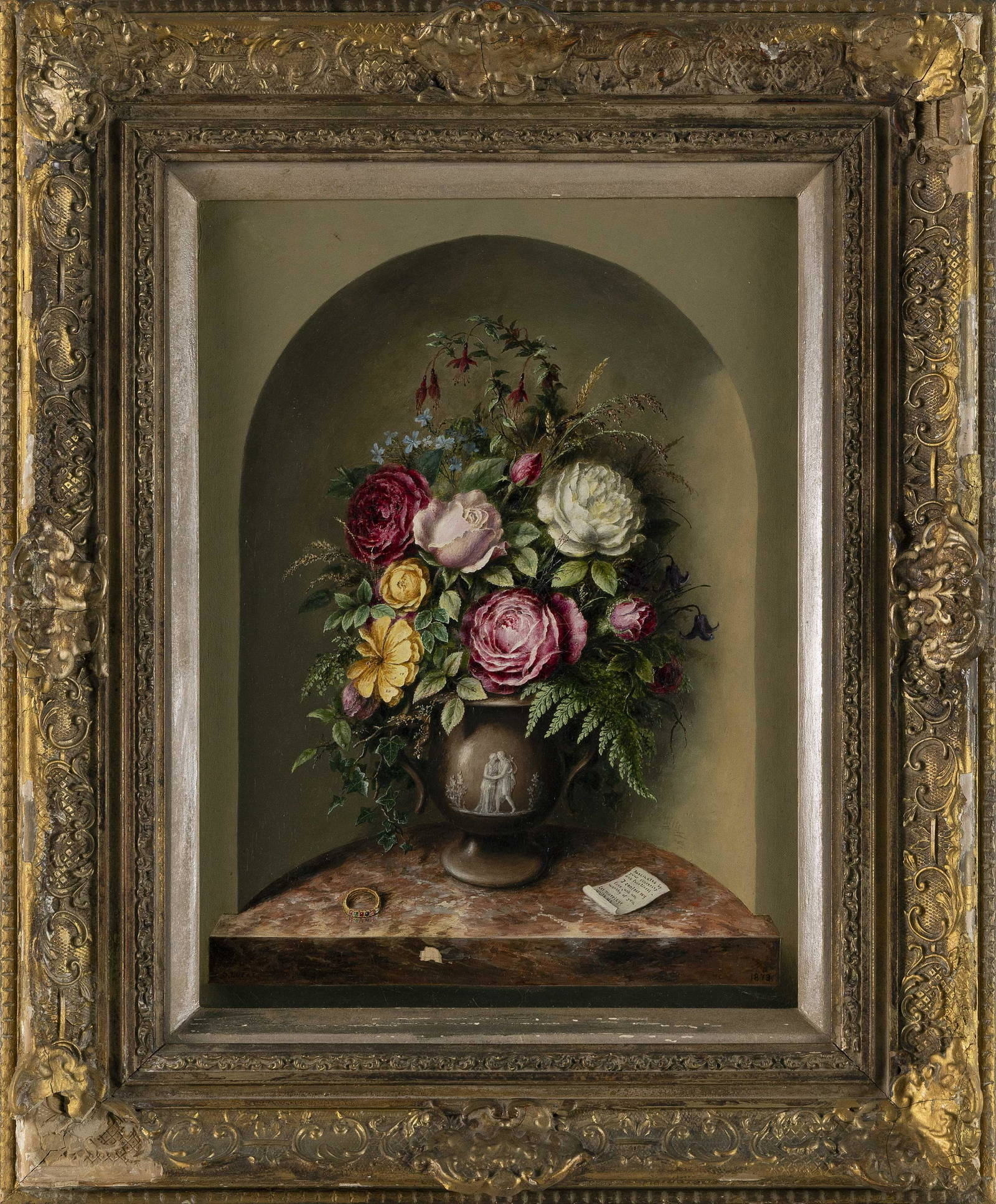 Albert Durer Lucas (united Kingdom, 1828-1918), Proposal Of Marriage -- A Tabletop Still Life Of ...