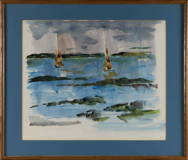 Alfred Birdsey (bermuda, 1912 1996), Two Sailboats In A Bermuda Harbor ...