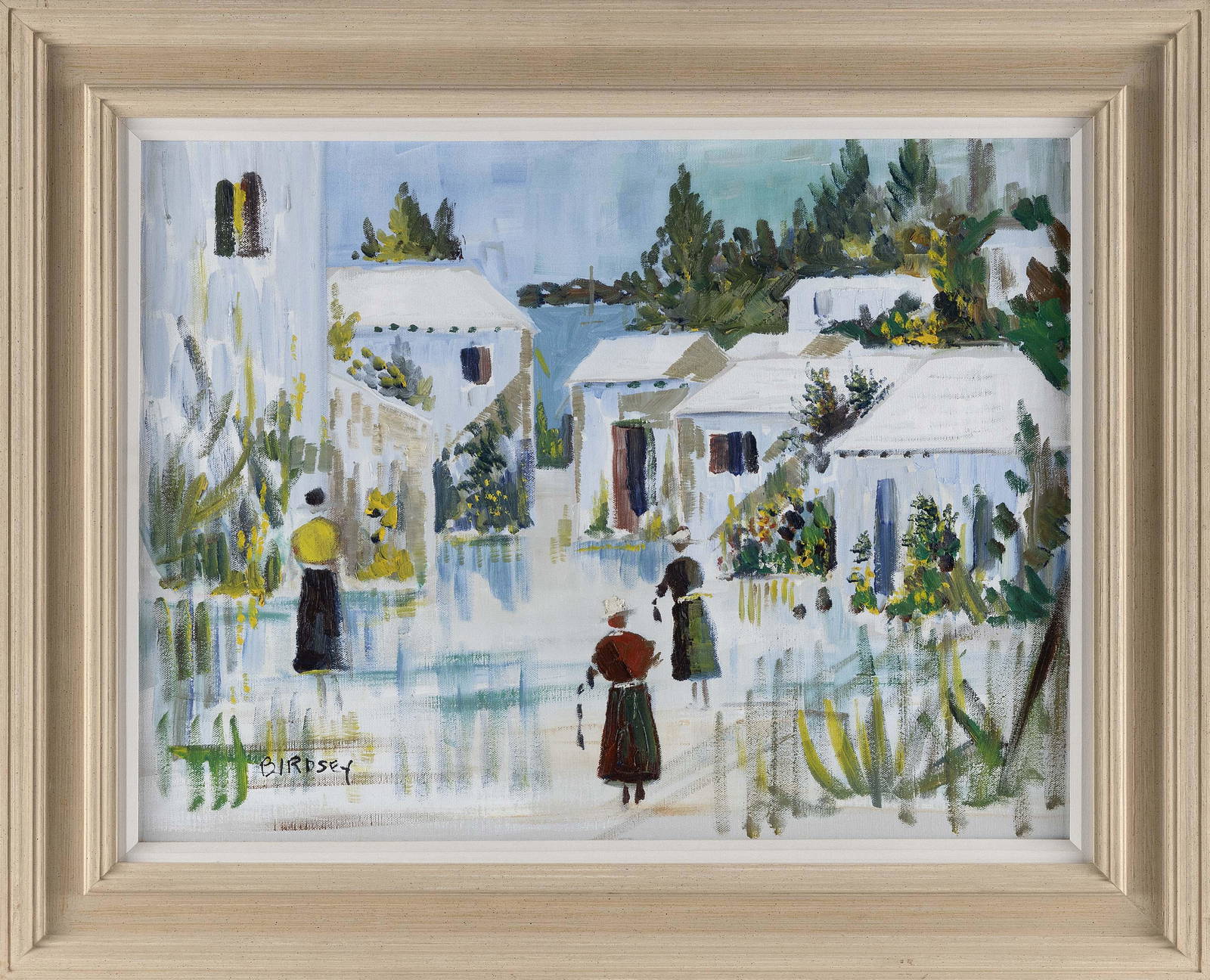 Alfred Birdsey (bermuda, 1912-1996), Figures In A Harborside Village ...