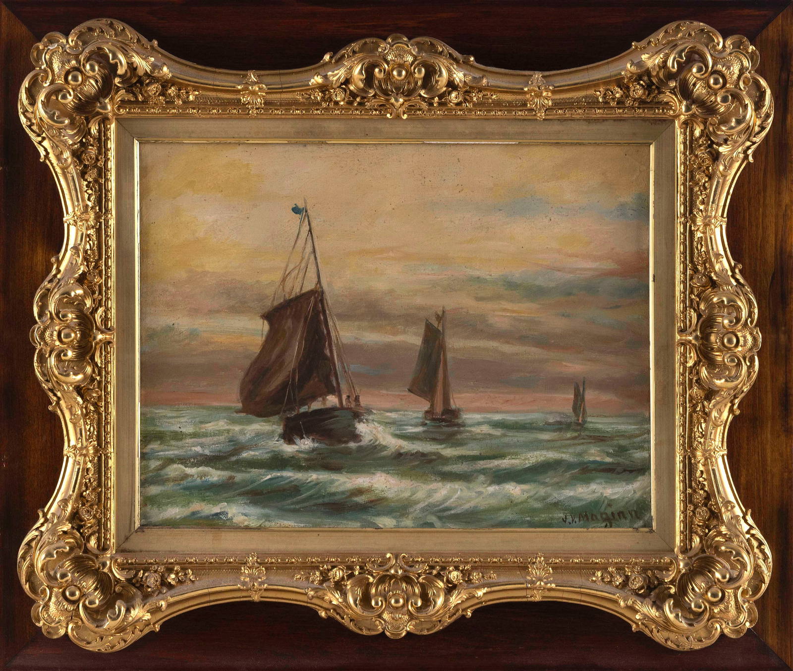 James Vincent Maginn (america, 1846-1908), Sailing At Dusk., Oil On ...