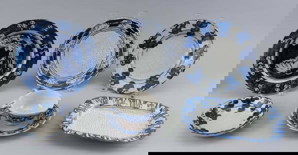 Rare Dedham Pottery Ship Mayflower Plate Early 20th Century Diameter 10”.