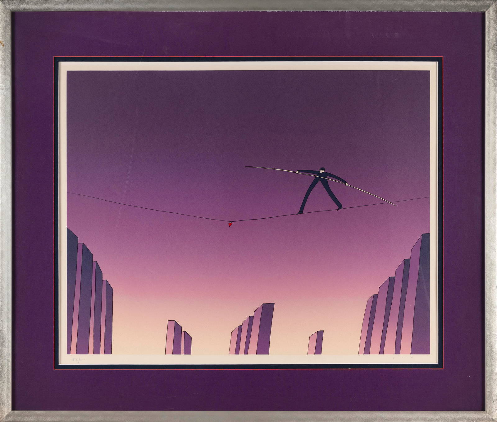 Jean-michel Folon (new York/belgium/france/monaco, 1934-2005), "l'equilibriste", 1973., Color ...