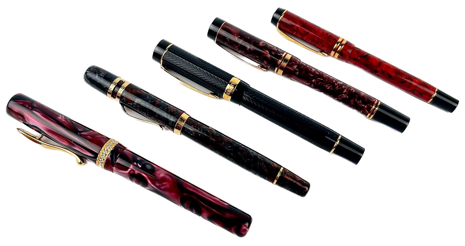 Five Fountain Pens Lengths Approx. 5.625”. Auction