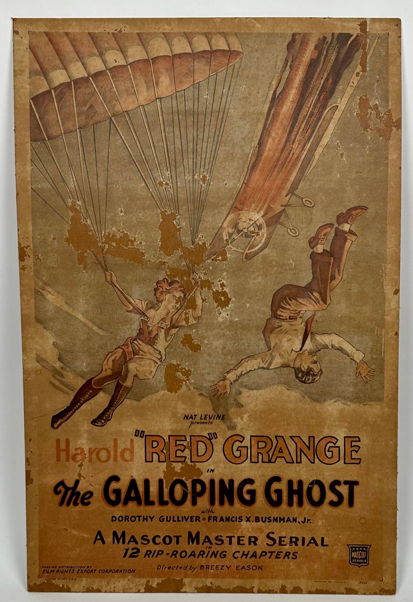 Movie Poster “the Galloping Ghost” Circa 1931 41.5” X 27”. Unframed. Auction