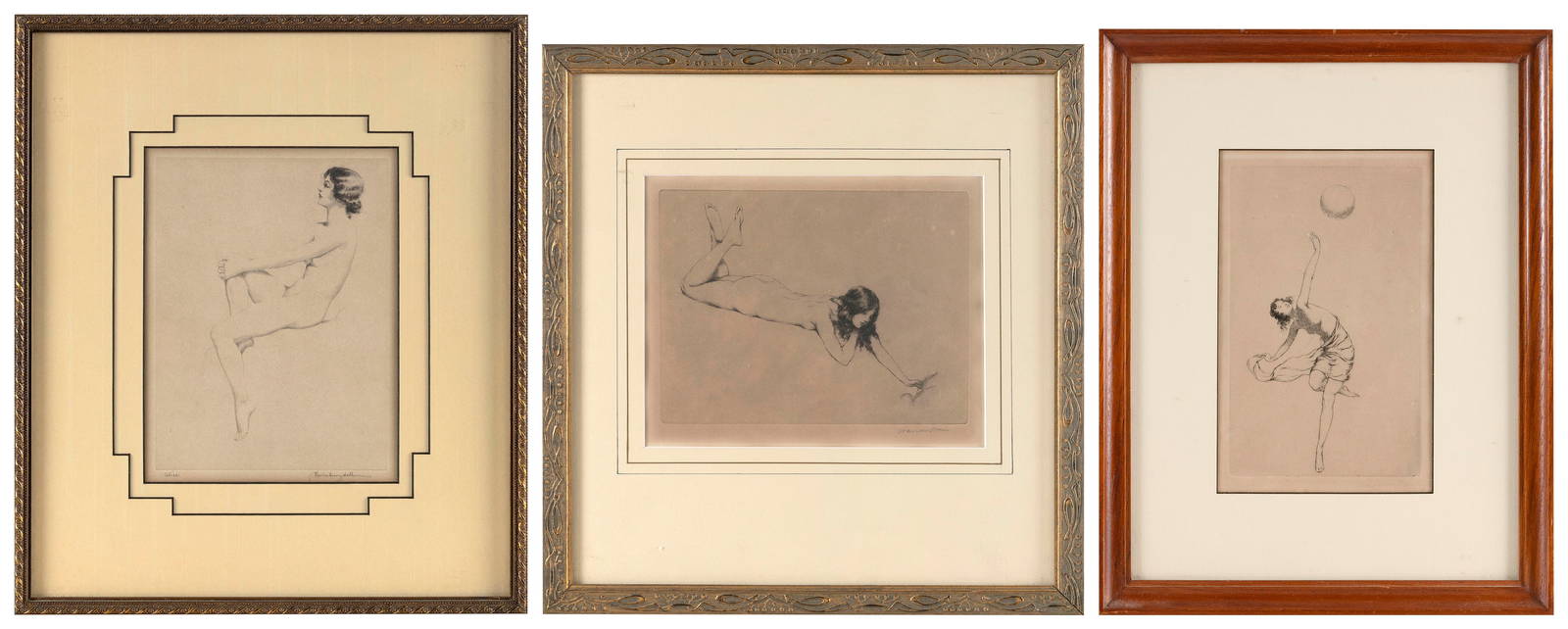 Warren B. Davis (new York, 1865-1928), Two Drawings Of Women, Together ...