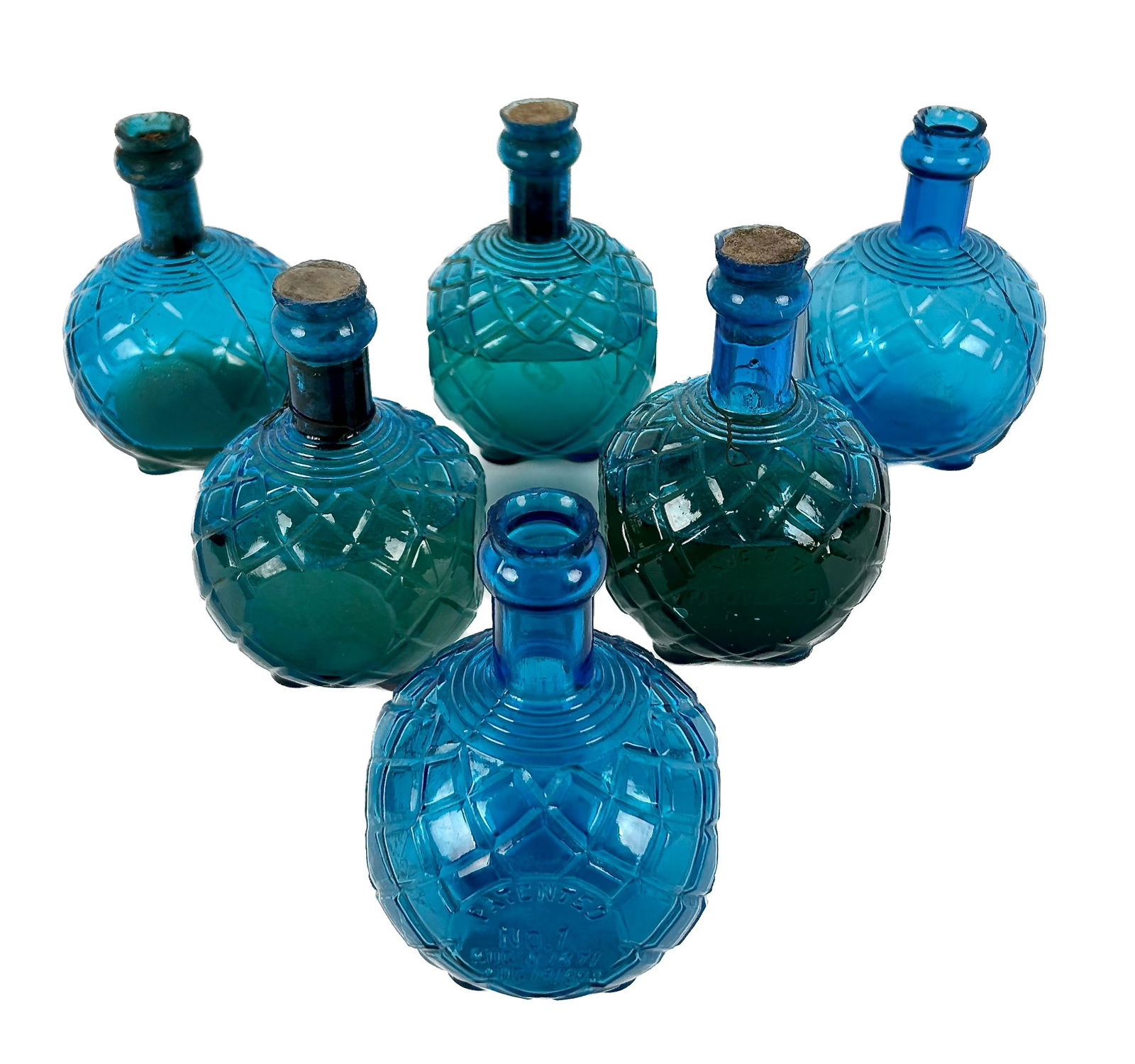 Six Harden Quilted Blue Glass Fire Grenades Late 19th Century Heights 7 ...