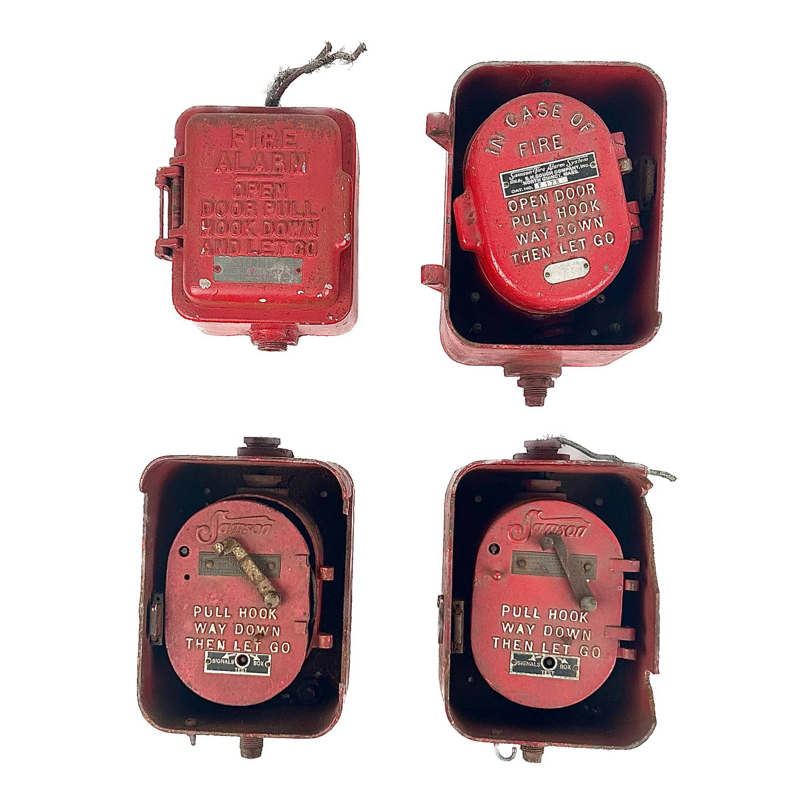 Four Painted Metal Fire Alarm Boxes 20th Century Heights From 7" To 9 ...