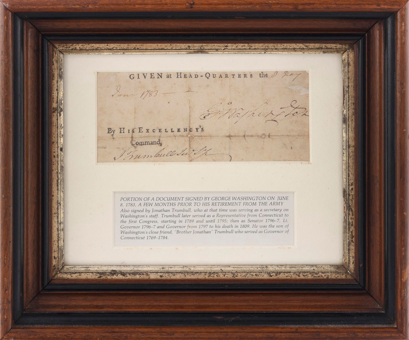 George Washington Autograph Dated 1783 Document 2.75" X 6.25" Sight ...