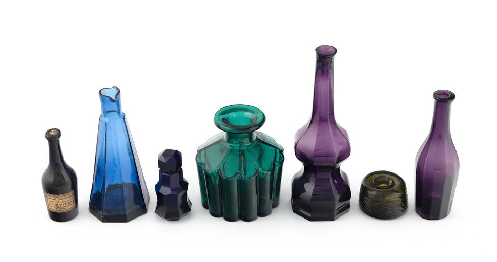 Seven Pieces Of Antique Colored Glass 19th Century Heights From 1.25 ...