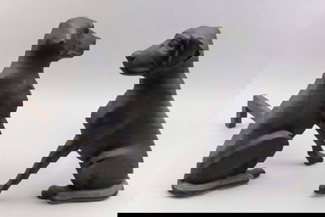 Pair Of Vintage Liberty Foundry Cast Iron Labrador Andirons