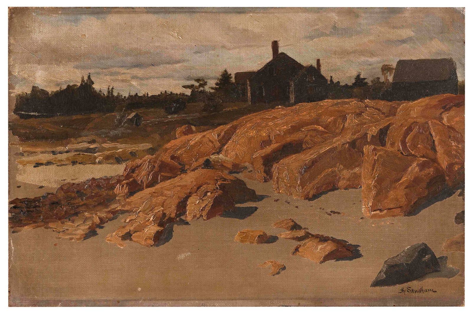 Henry Sandham (canada, 1842-1910), Rocky Beach Scene., Oil On Canvas ...