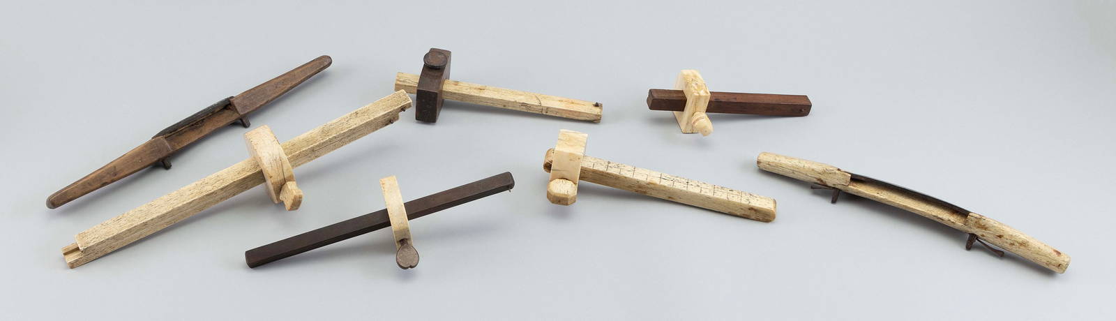 Seven Whalebone, Marine Ivory And Wood Carpenter's Tools 19th Century ...
