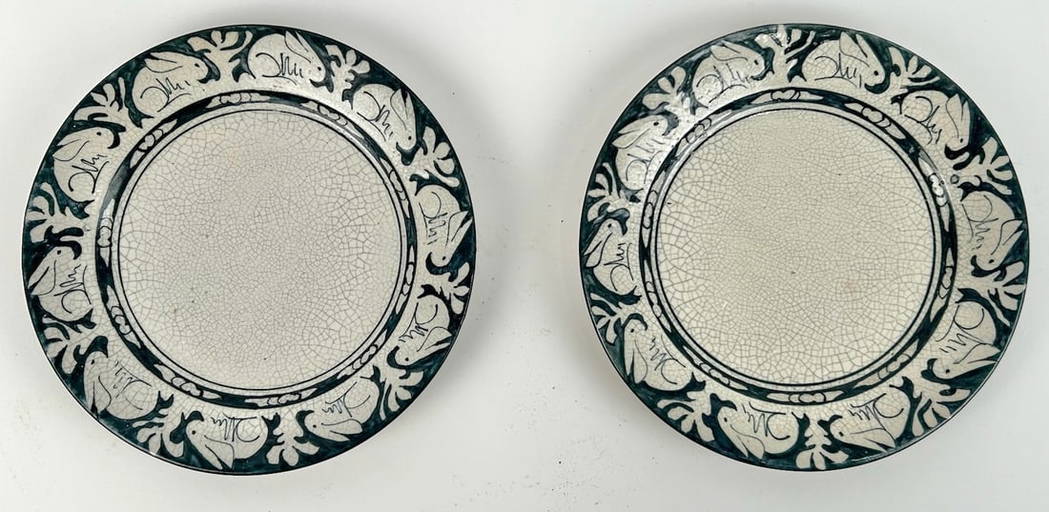 Rare Pair Of Dedham Pottery Deep Green "rabbit" Plates Dedham ...