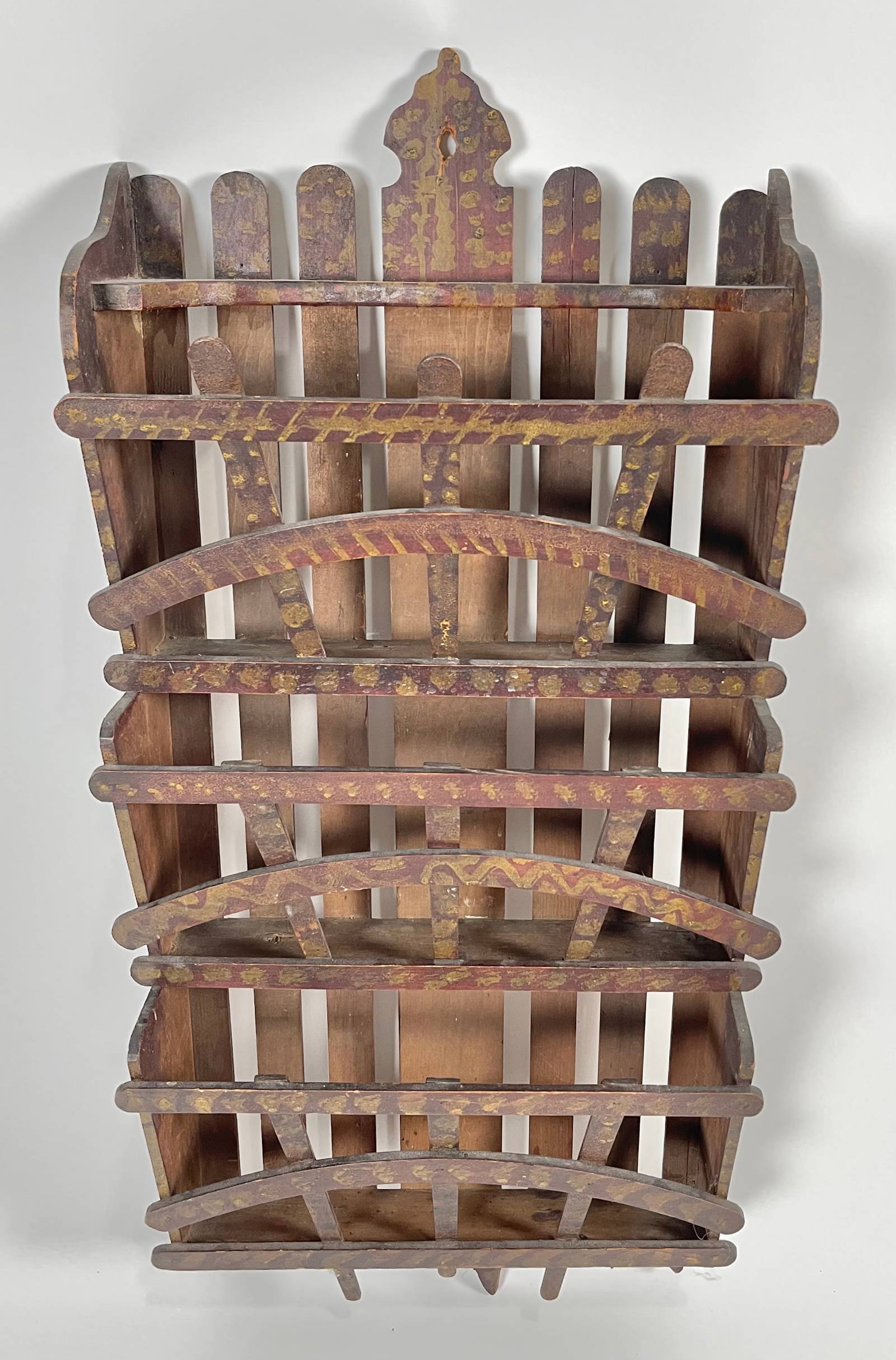 Yellow And Brown Sponge-painted Whatnot Shelf Early 20th Century Height ...