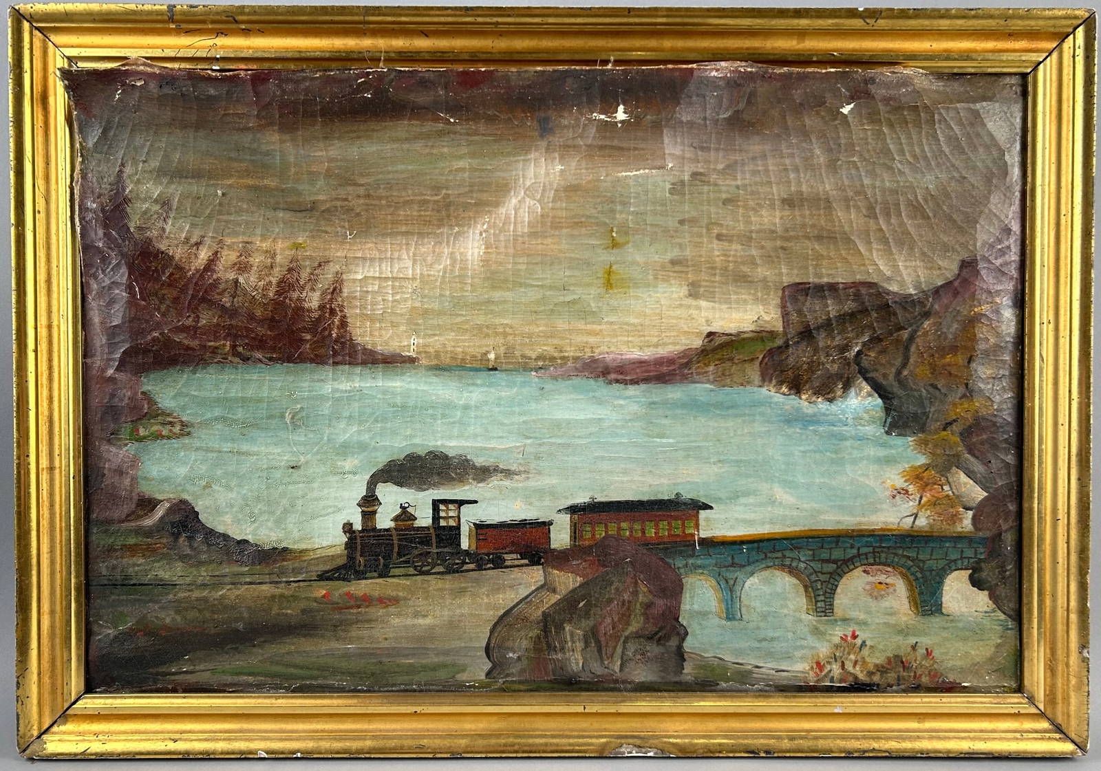 American School (late 19th/early 20th Century,), Primitive Painting Of ...