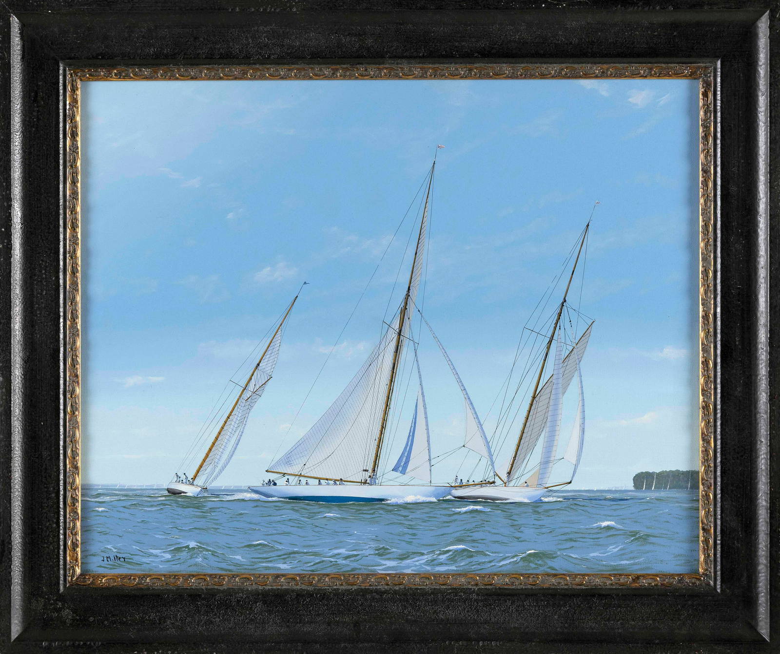 James Miller (united Kingdom, 1962-), "a Close Finish"., Oil On Canvas ...